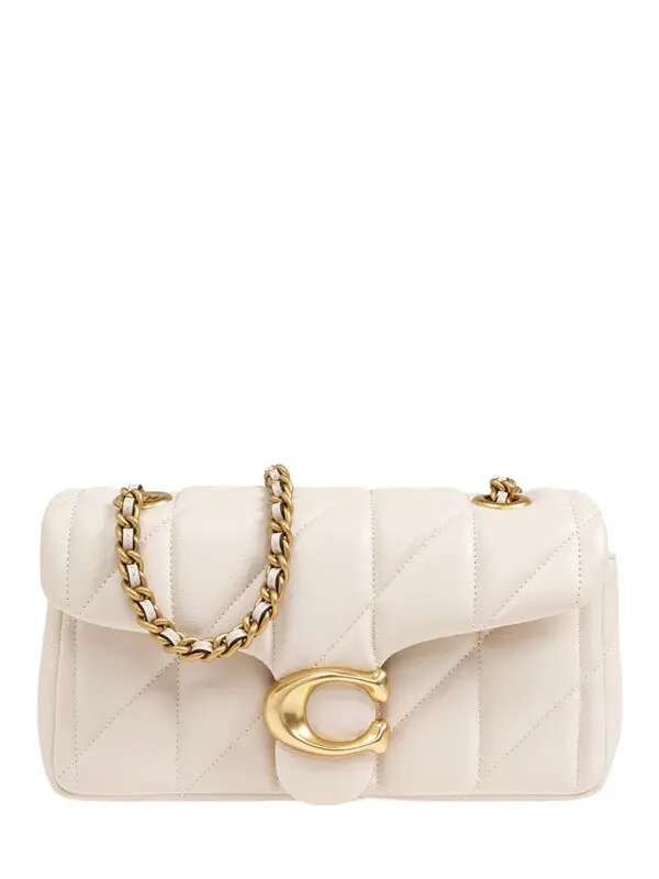 COACH Quilted Leather Shoulder Bag With Chain Strap - Cream