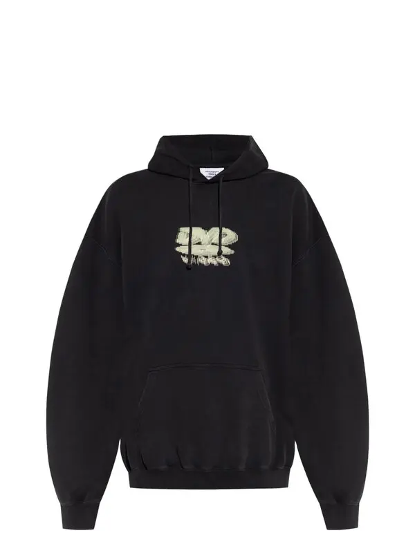 Vetements Printed Oversized Hoodie - Black
