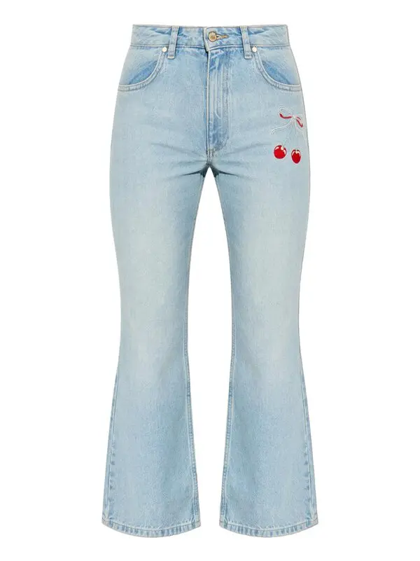 LoveShackFancy Sami Bootcut Jeans - Blue