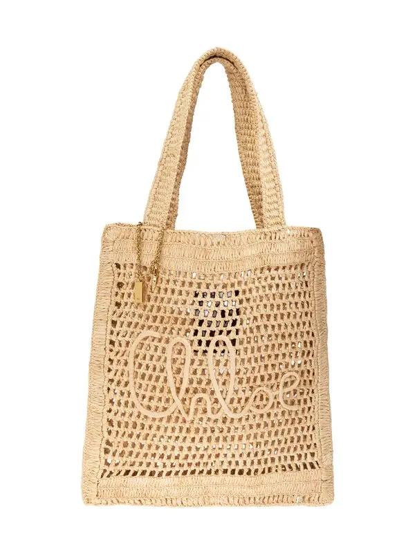Chloé Raffia Shopper Bag - Beige