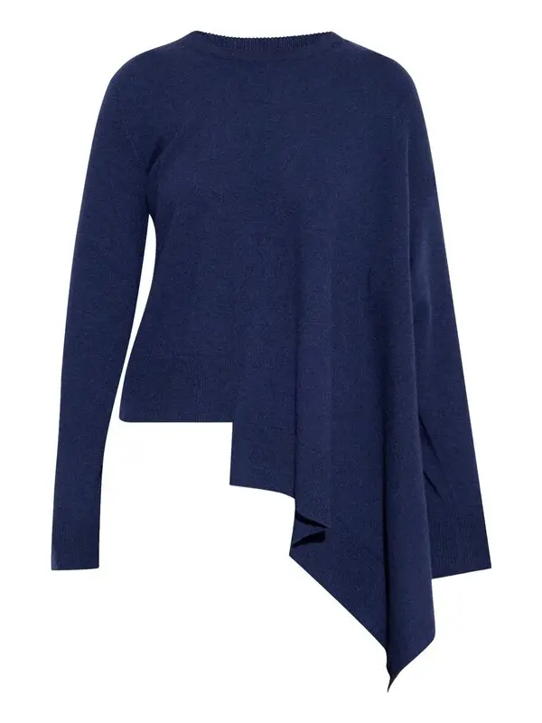 Alexander McQueen Asymmetrical Cashmere Sweater - Navy Blue