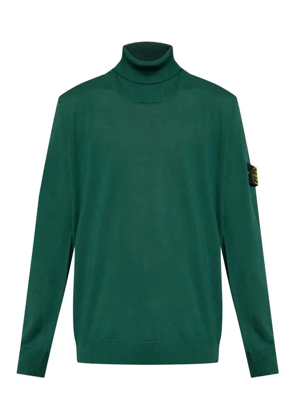 Stone Island Logo Turtleneck Sweater - Green