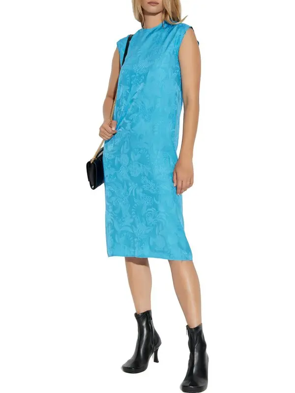 Balenciaga Silk-trimmed Dress - Blue
