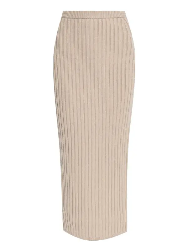 Max Mara Eta' Ribbed Midi Skirt - Beige