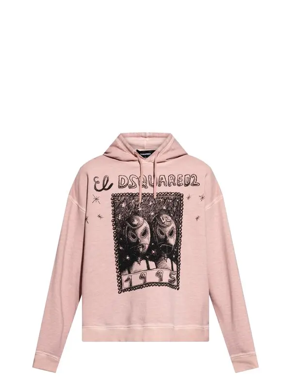 Dsquared2 Printed Cotton Hoodie - Pink