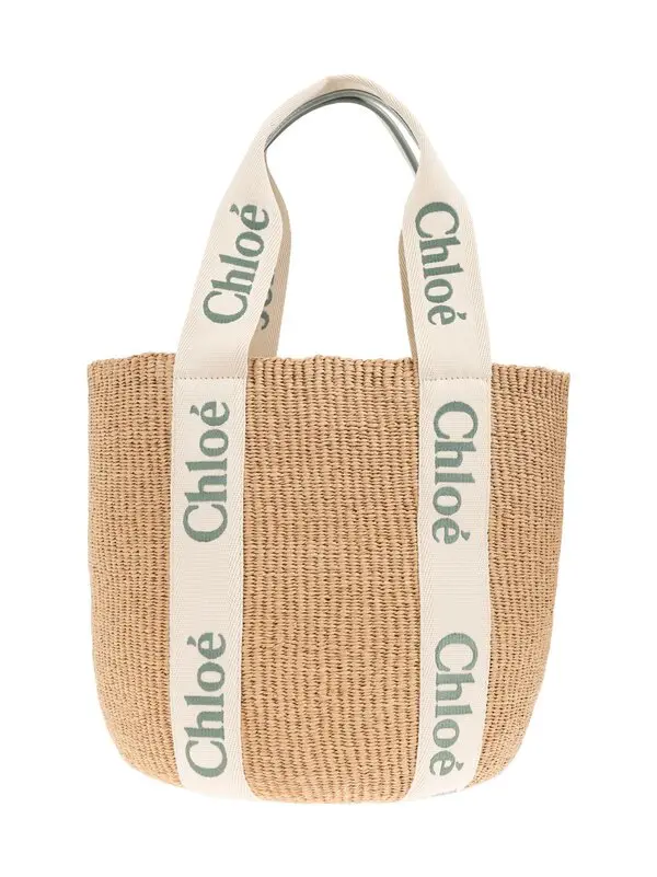 Chloé Woody Large Raffia Tote - Beige
