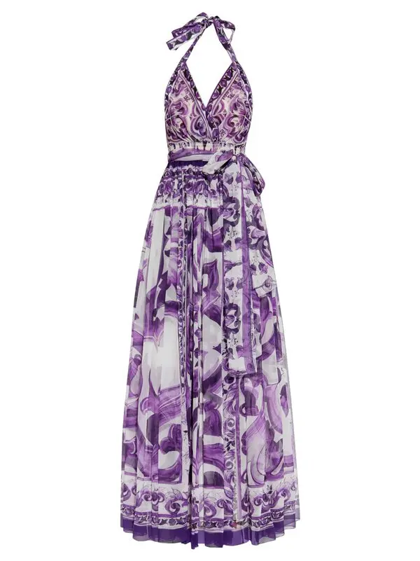 Dolce & Gabbana Silk Maxi Dress - Purple