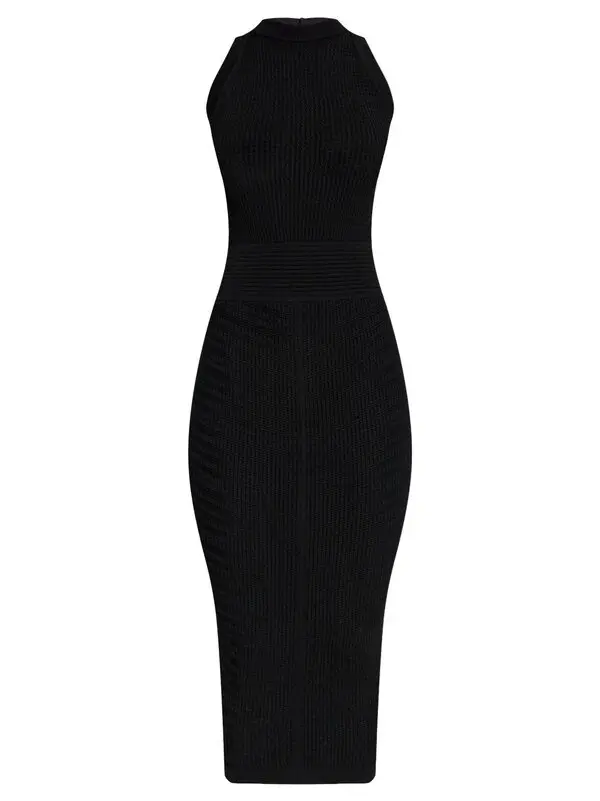 Balmain Fitted Halterneck Dress - Black