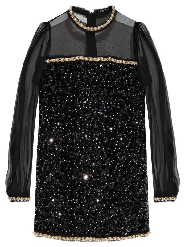 Balmain Sequin-embellished Mini Dress - Black