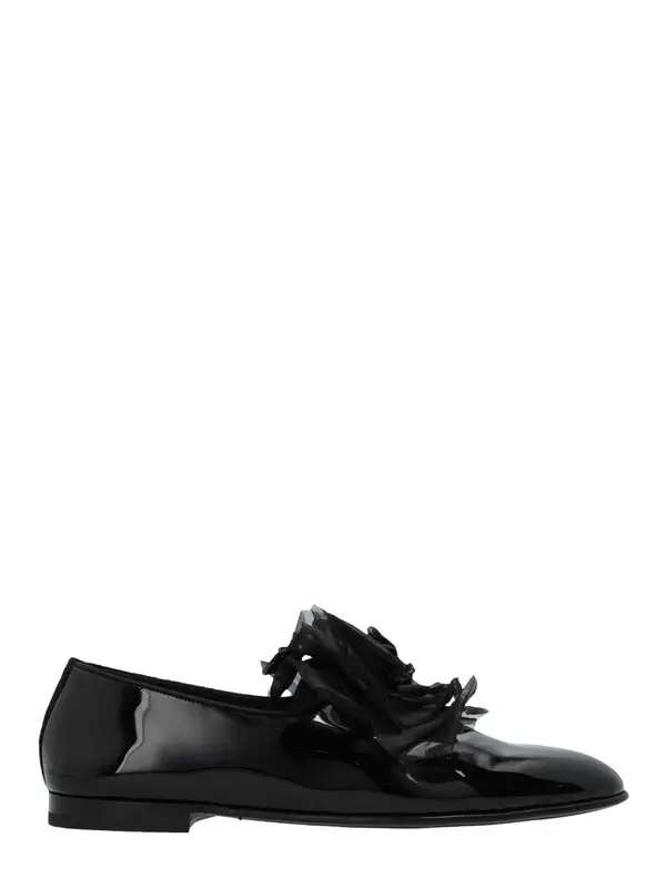 Dolce & Gabbana Patent Leather Loafers With Tulle Floral Appliqu - Black