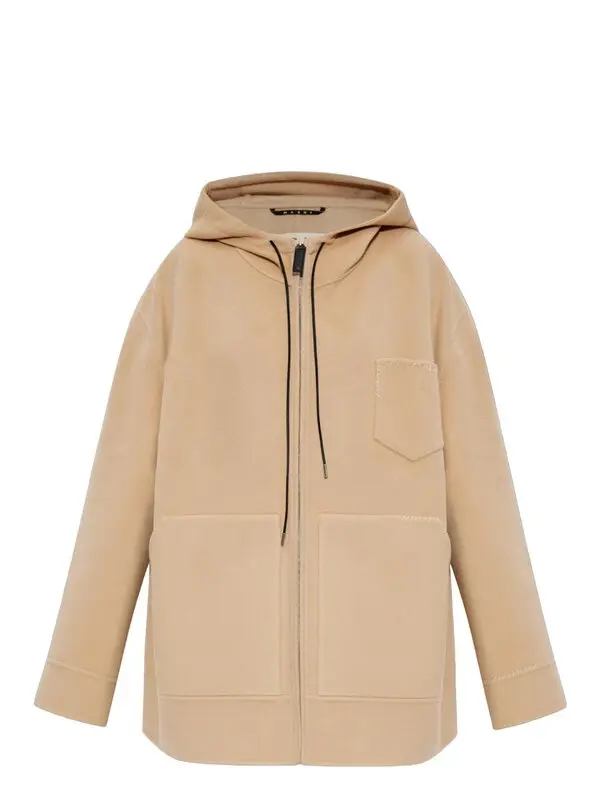 Marni Wool And Cashmere Hooded Jacket - Beige