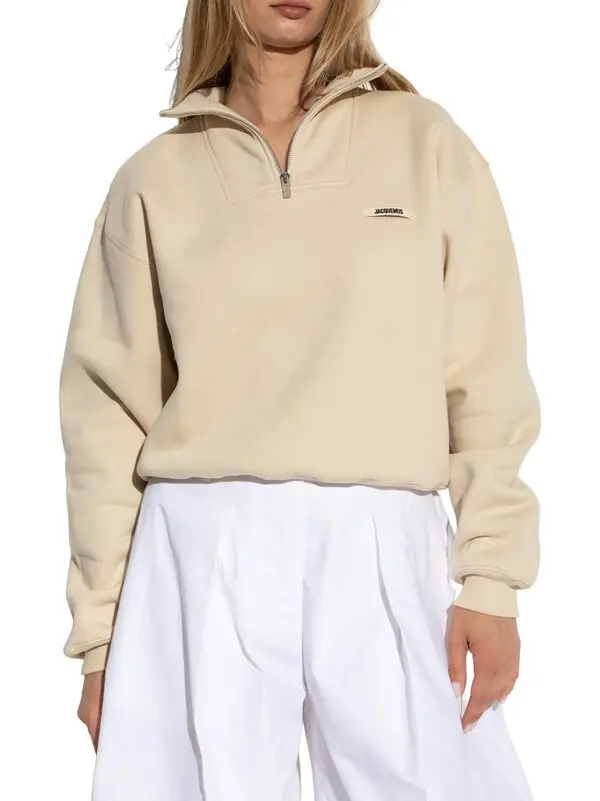 Jacquemus Stand-up Collar Sweatshirt - Cream