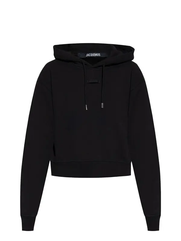 Jacquemus Hooded Knit Cotton Hoodie - Black