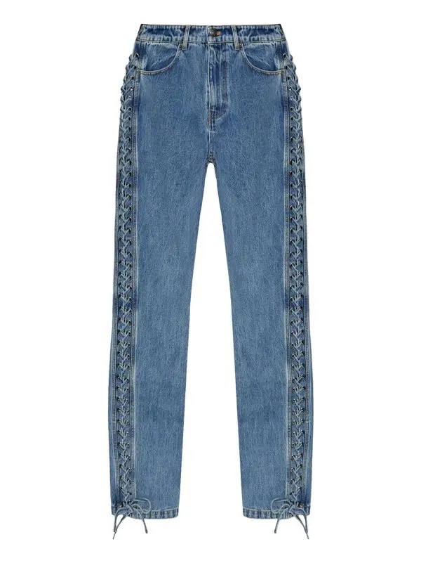 ROTATE BY BIRGER CHRISTENSEN Laced Organic Cotton Jeans - Blue
