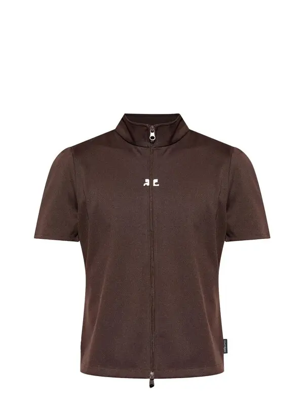 COURREGES Logo Zip-up Sweatshirt - Brown