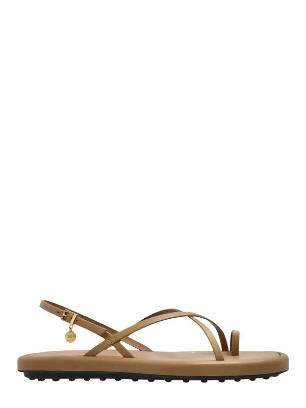 TOD’S Leather Criss-cross Sandals - Beige