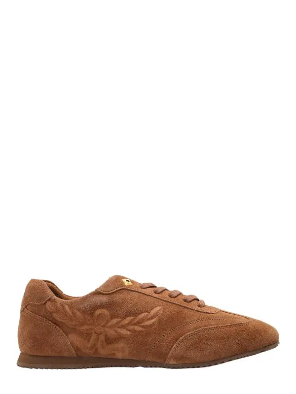 Mcm Logo-embellished Suede Sneakers - Brown