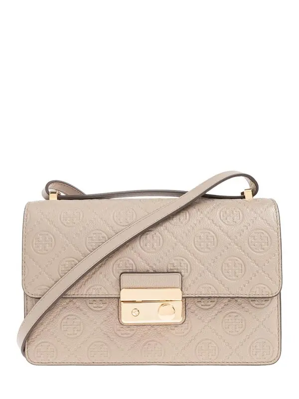 Tory Burch T Monogram Pebble Shoulder Bag - Grey