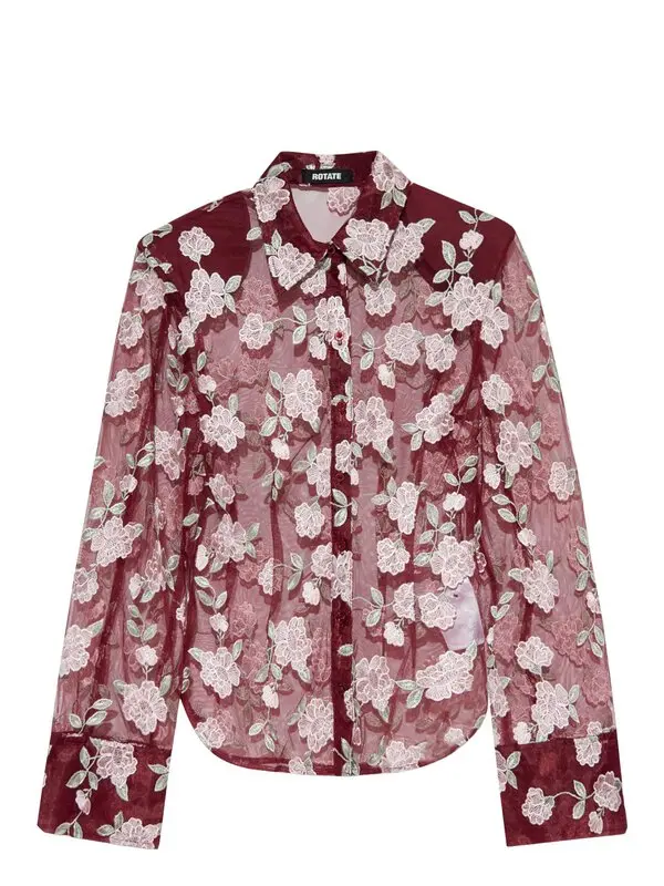 ROTATE BY BIRGER CHRISTENSEN Floral Motif Shirt - Burgundy