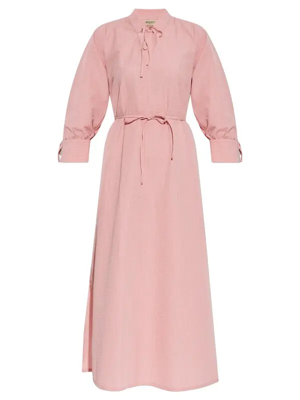 Woolrich Dress With Side Slits And Belted Waist - Pink