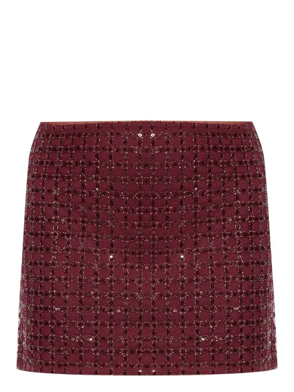 Remain Birger Christensen Sequin Mini Skirt - Burgundy