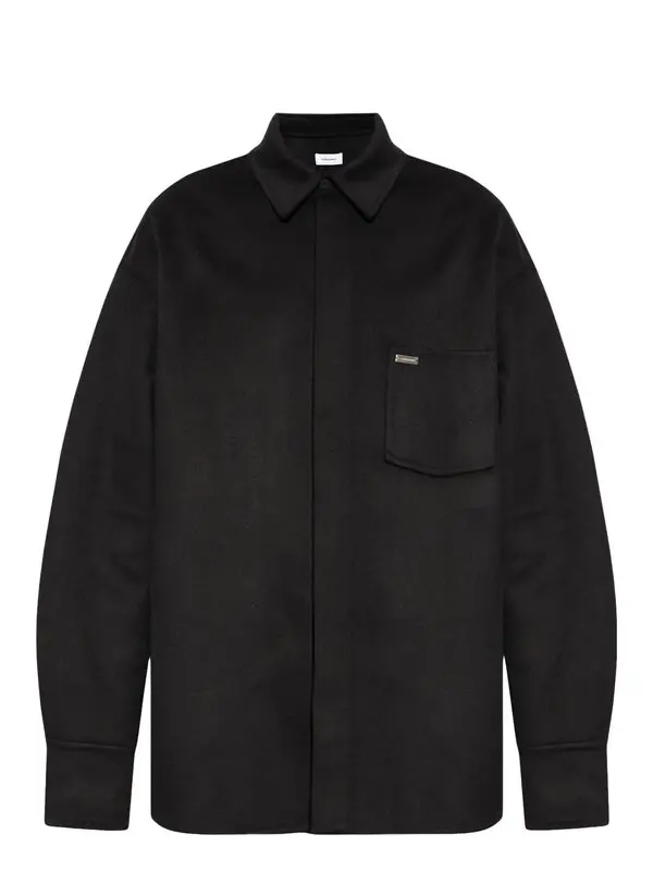 FERRAGAMO Wool Shirt With Pocket - Black