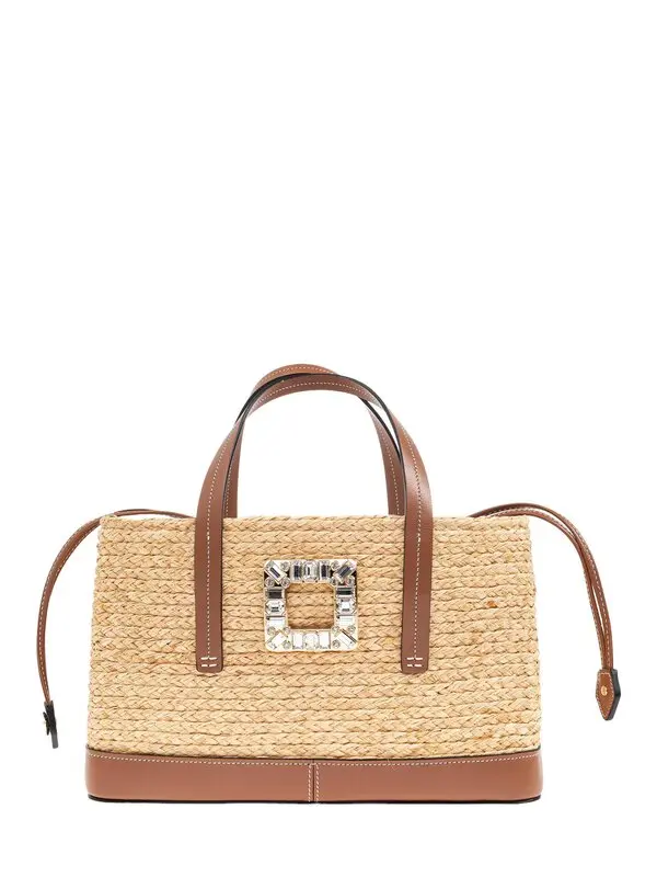 ROGER VIVIER Woven Handbag With Leather Accents - Beige