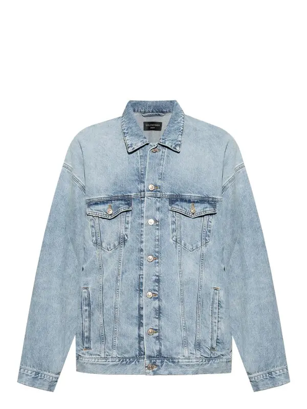 Balenciaga Denim Jacket With Vintage Effect - Blue
