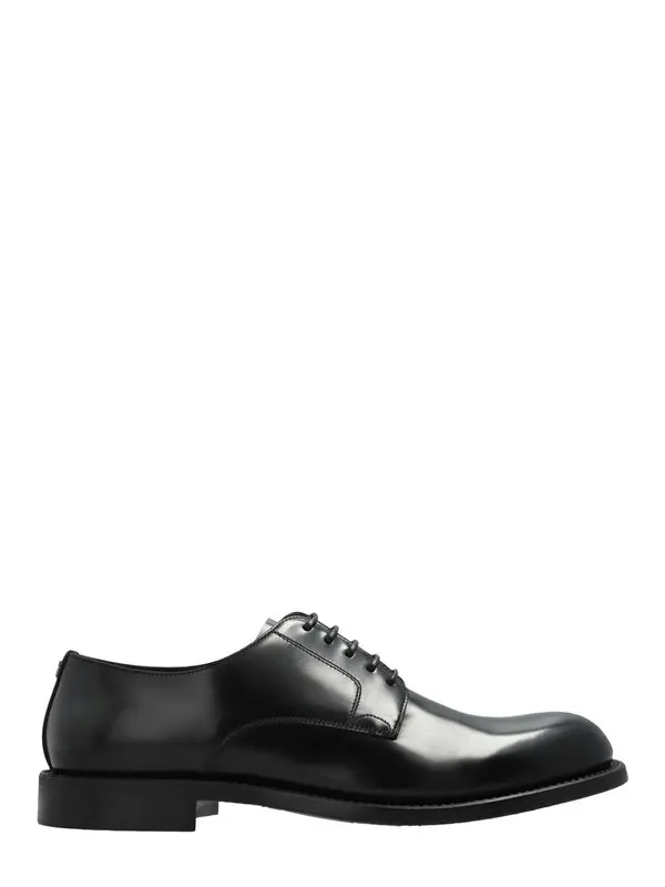 Dolce & Gabbana Glossed Calfskin Leather Derby Shoes - Black