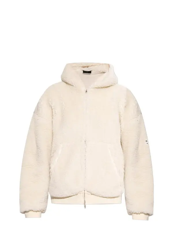 Balenciaga Faux Fur Zip-up Sweatshirt - Cream