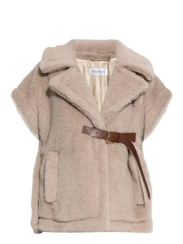 Max Mara Belted Faux Fur Vest - Beige