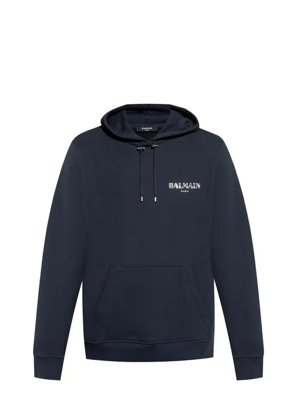 Balmain Hoodie With Logo Detail - Navy Blue