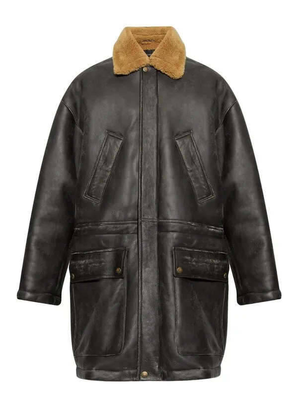 Balenciaga Lambskin Shearling Overcoat - Brown