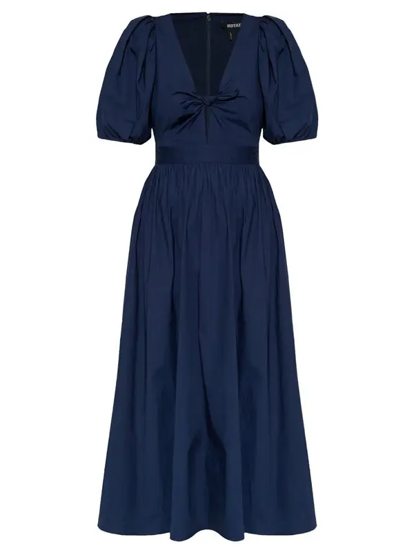 ROTATE BY BIRGER CHRISTENSEN Puff Sleeve Midi Dress - Navy Blue