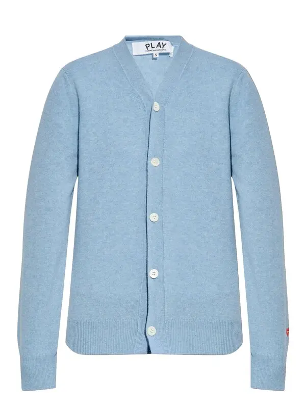 Play Comme Des Garcon Cardigan With Logo Patch - Light Blue
