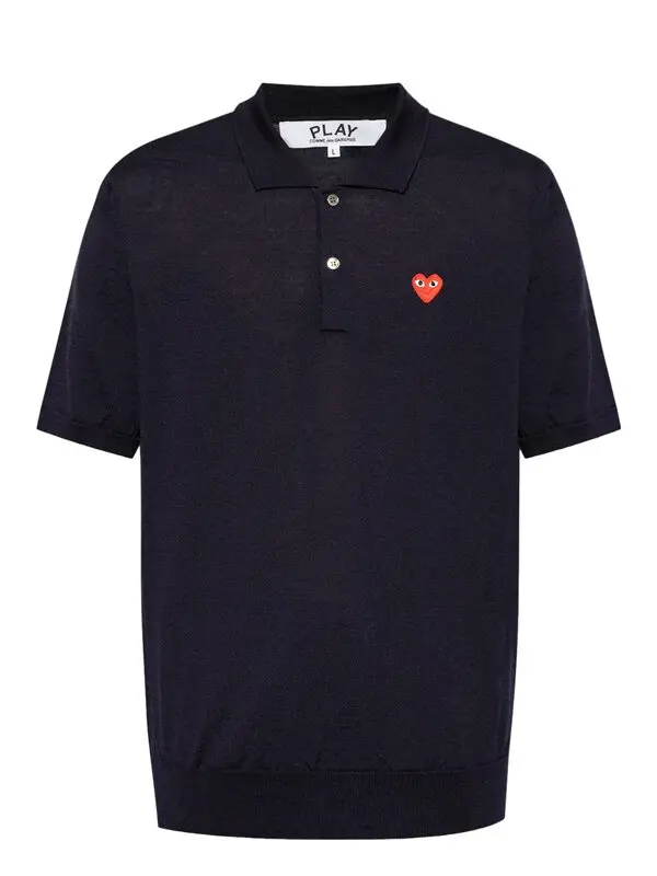 Play Comme Des Garcon Wool Polo - Navy Blue