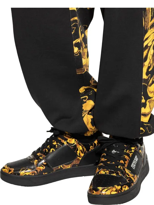 Versace Baroque Leather Sneakers - Yellow