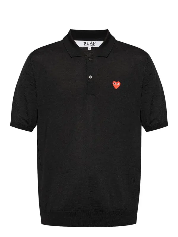 Play Comme Des Garcon Wool Polo Shirt - Black