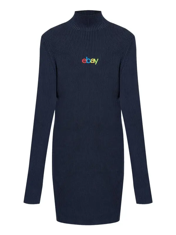 Balenciaga Long Turtleneck Sweater - Navy Blue