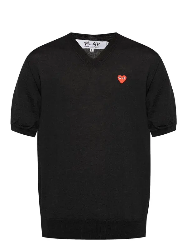 Play Comme Des Garcon Woolen V-neck T-shirt - Black