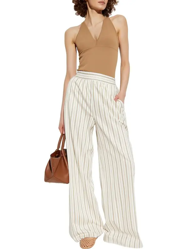 Max Mara Louvre Wide-leg Striped Trousers - White