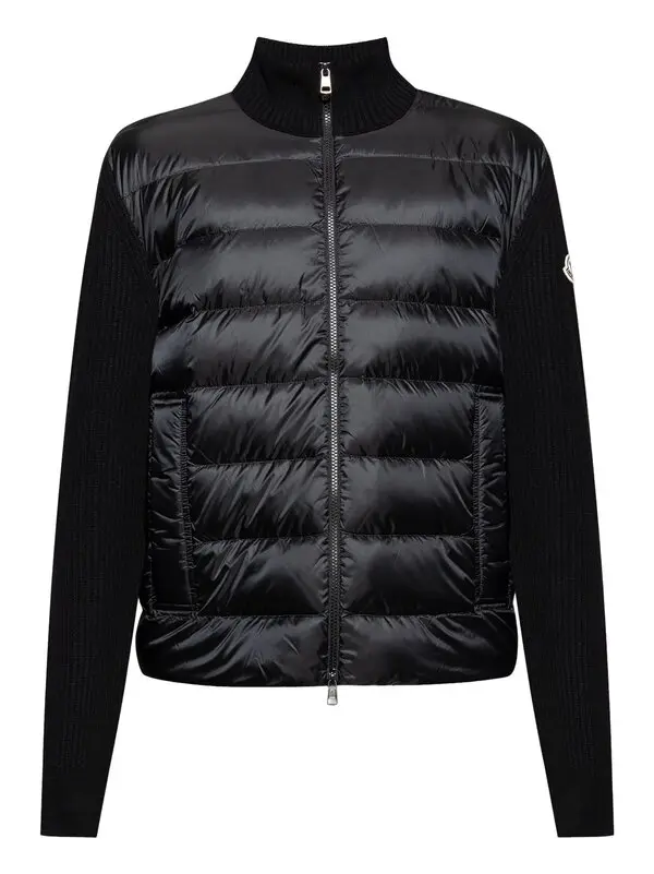 Moncler Cardigan With Quilted Front - Black