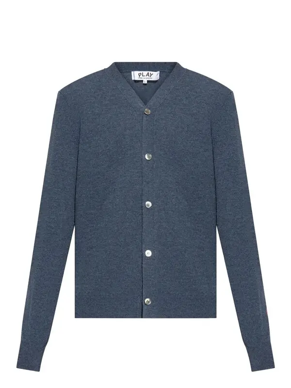 Play Comme Des Garcon Cardigan With Logo Patch - Blue