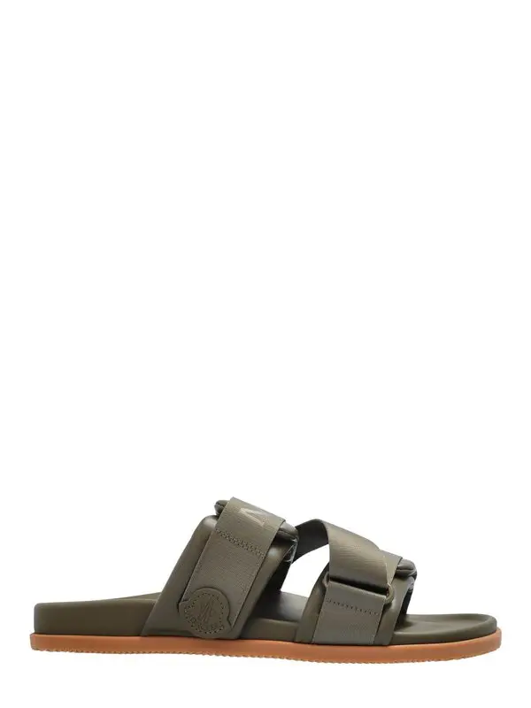 Moncler Leather Slides - Green