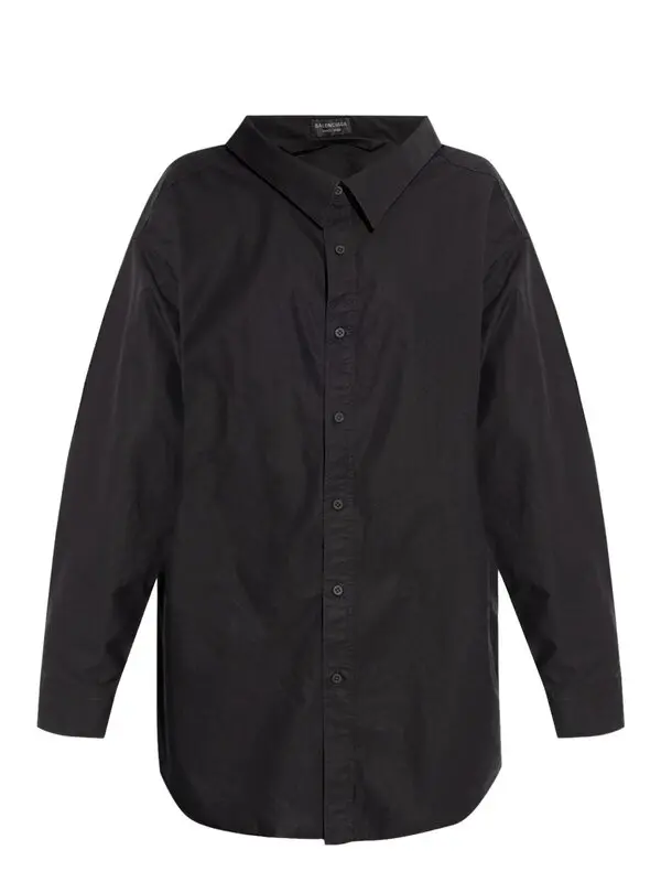 Balenciaga Asymmetrical Cotton Shirt - Black