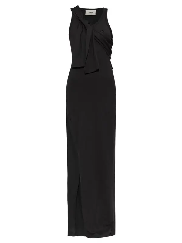 Coperni Fitted Maxi Dress With Bow Detail - Black