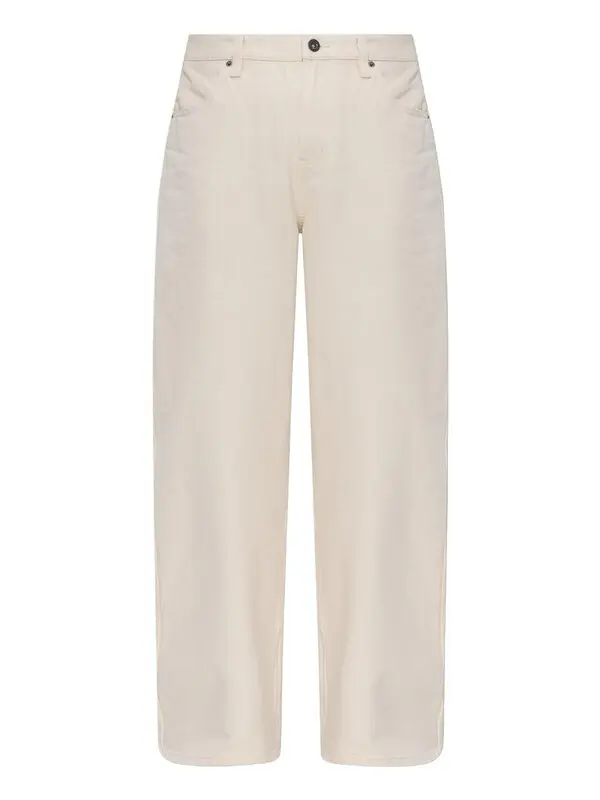 SELF-PORTRAIT Straight Leg Jeans With Zipper Detail - Cream