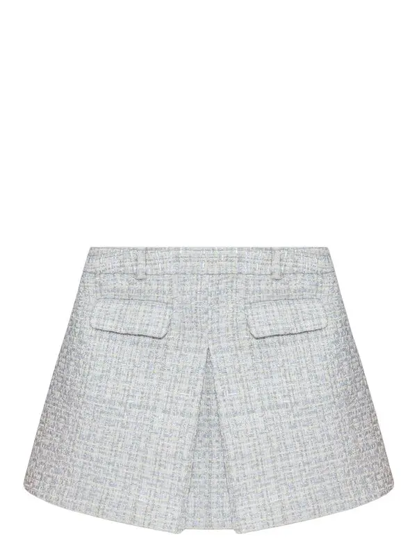SELF-PORTRAIT Tweed Skirt With Belt - Light Blue