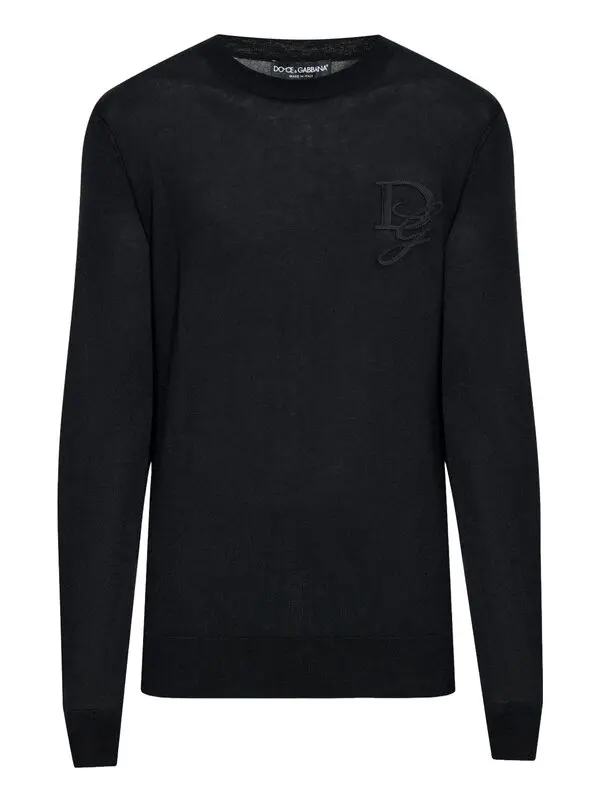 Dolce & Gabbana Cashmere Sweater With Logo - Black