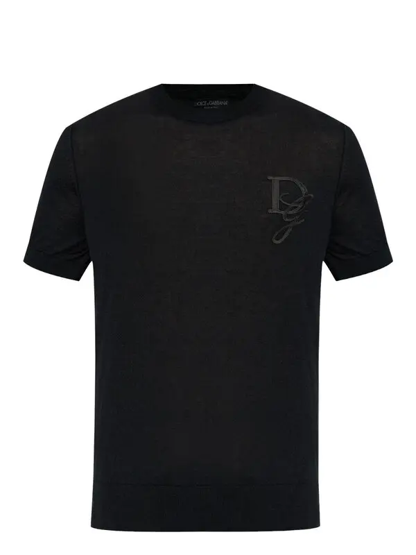 Dolce & Gabbana Cashmere Sweater With Embroidered Logo - Black